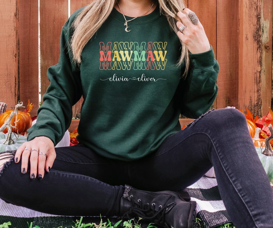 Personalized Mawmaw Retro Sweatshirt, Custom Mawmaw Tee Gift With ...