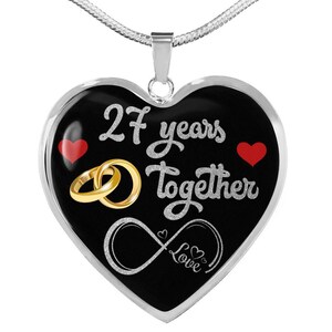 Personalized Custom Engraved Pendant Necklace, 27th Wedding Anniversary ...