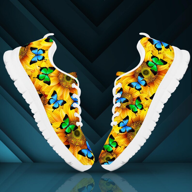 Sunflower Butterfly Shoes Art Footwear Butterflies - Etsy