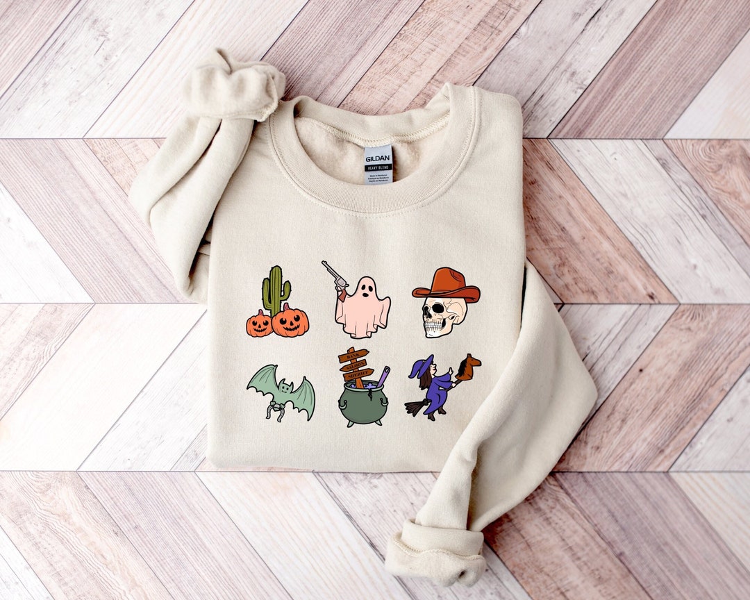 Western Cowboy Ghost Spooky Halloween Unisex Sweatshirt, Fall Halloween ...