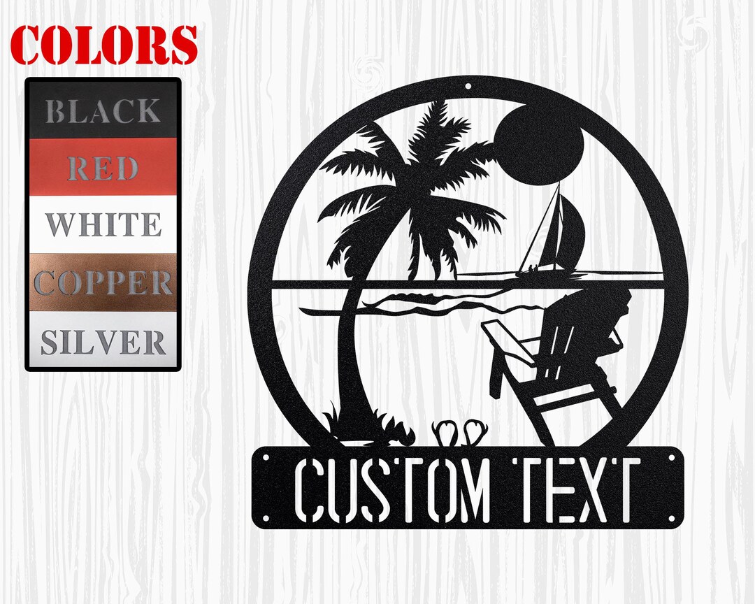 Sailboat Palm Tree Name Sign Gift for Him, Custom Sailboat Outdoor ...
