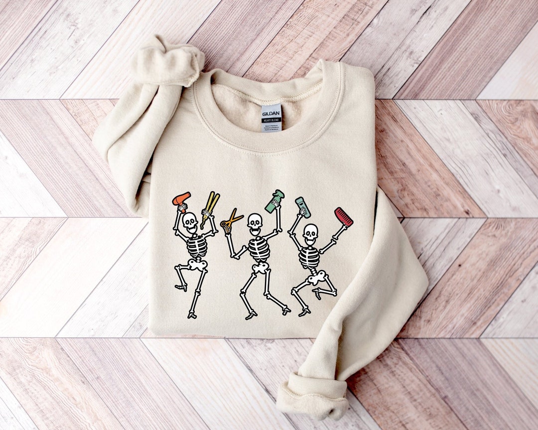 Hairstylist Skeleton Halloween Spooky Hair Salon Unisex Sweatshirt ...
