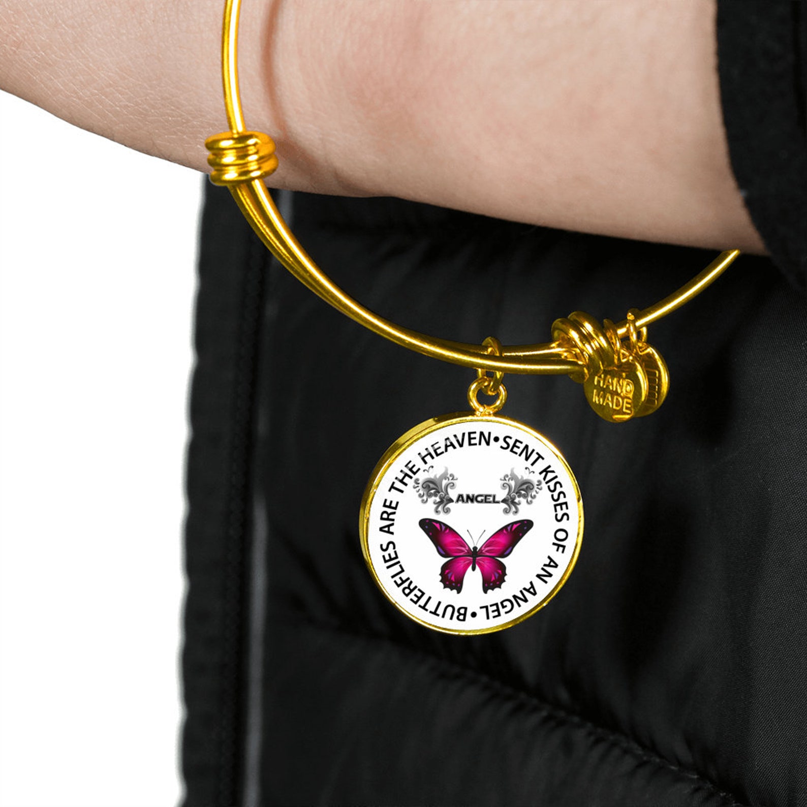 Gold and Silver Butterfly Bangle Popular Heaven Sent Kisses Angel ...