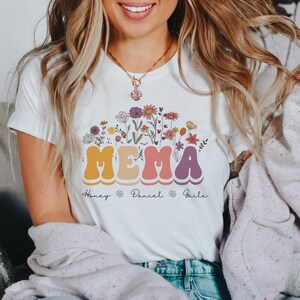 Custom Mema Floral Shirt, Personalized Mother's Day Tshirt, Mema With ...