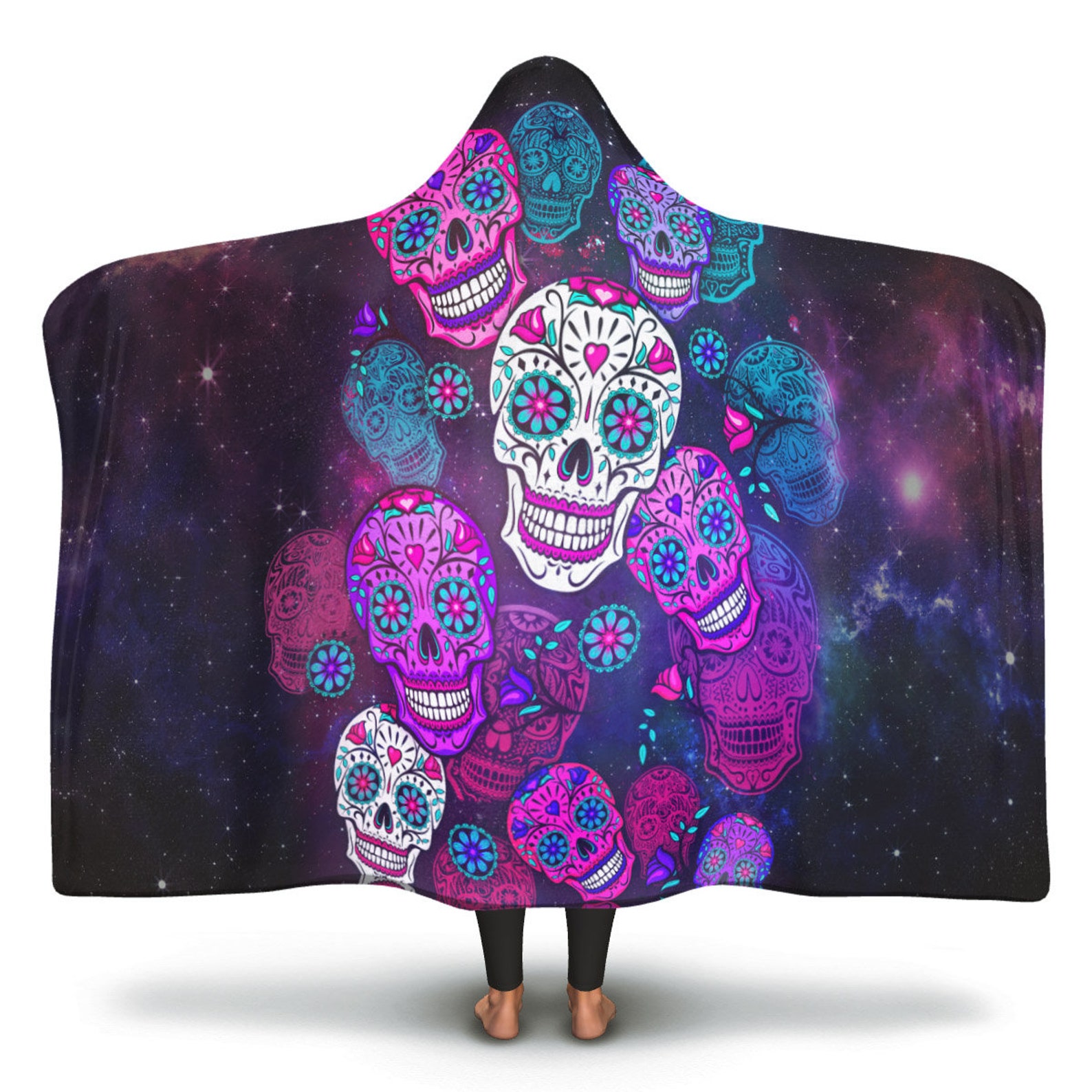 Sugar Skull Hooded Blanket Skull Blanket With Hood Sherpa | Etsy