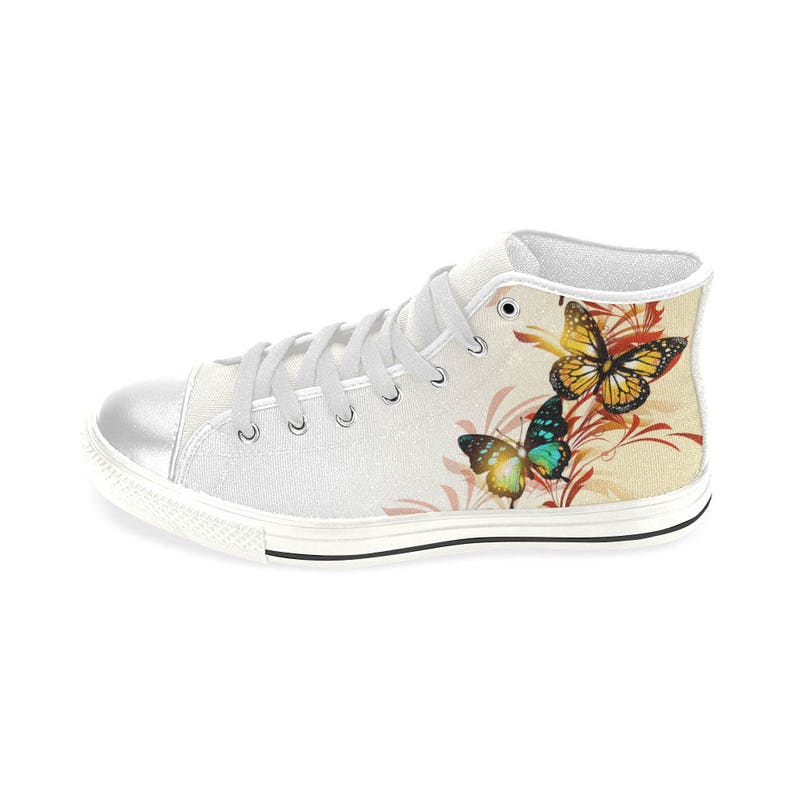 Customised Hightops, Butterfly Shoes Art, Footwear Butterflies, White ...