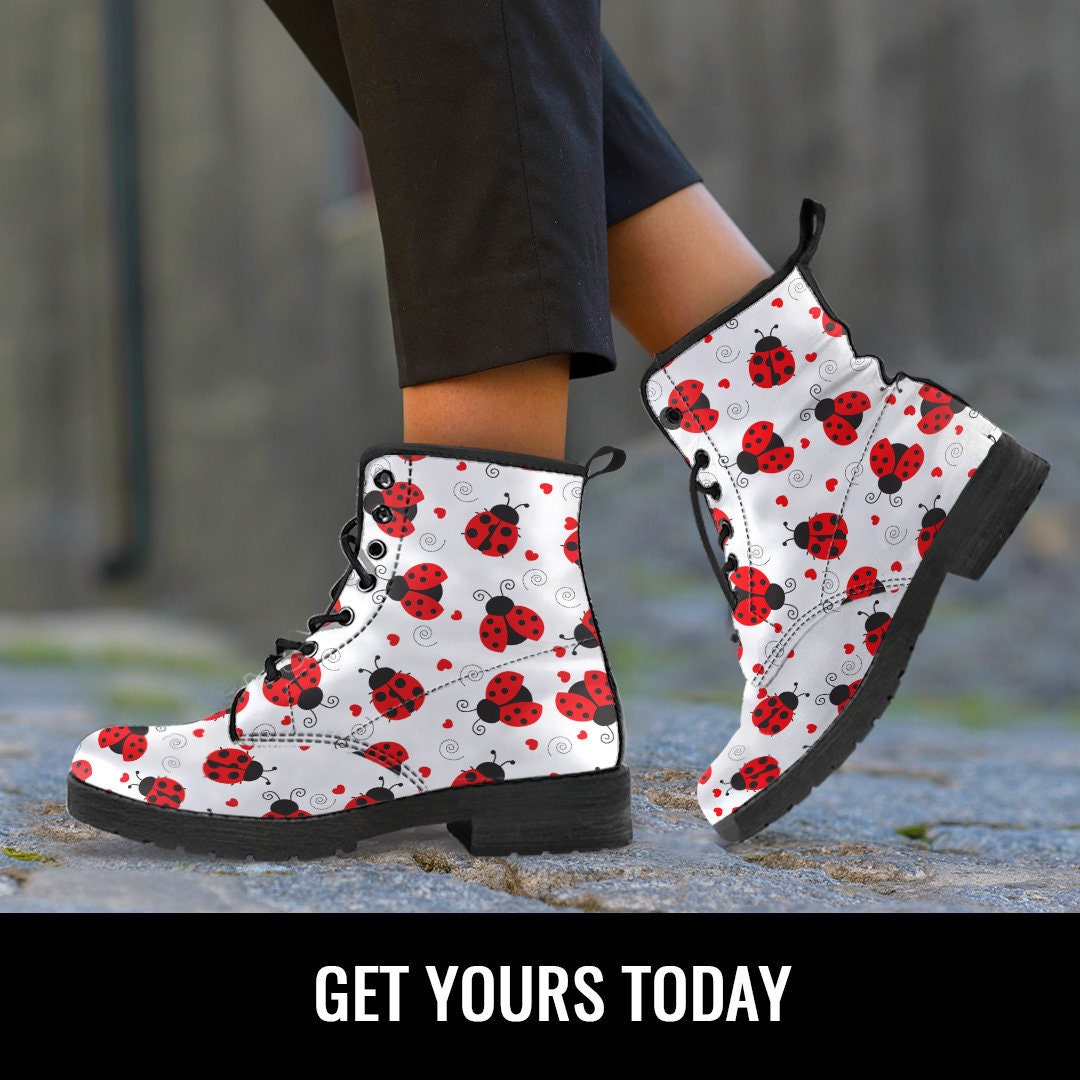 Ladybug Love Women Boots Booties Red Ladybird Boots Ladybug | Etsy