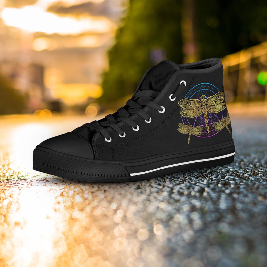 Dragonfly Shoes Art, Footwear Dragonflies, Women's Shoes, White Black ...
