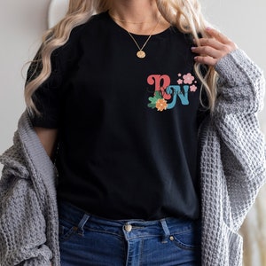 Personalized RN Shirt With Name, Custom RN Shirt, Floral Rn Tees, Gift ...