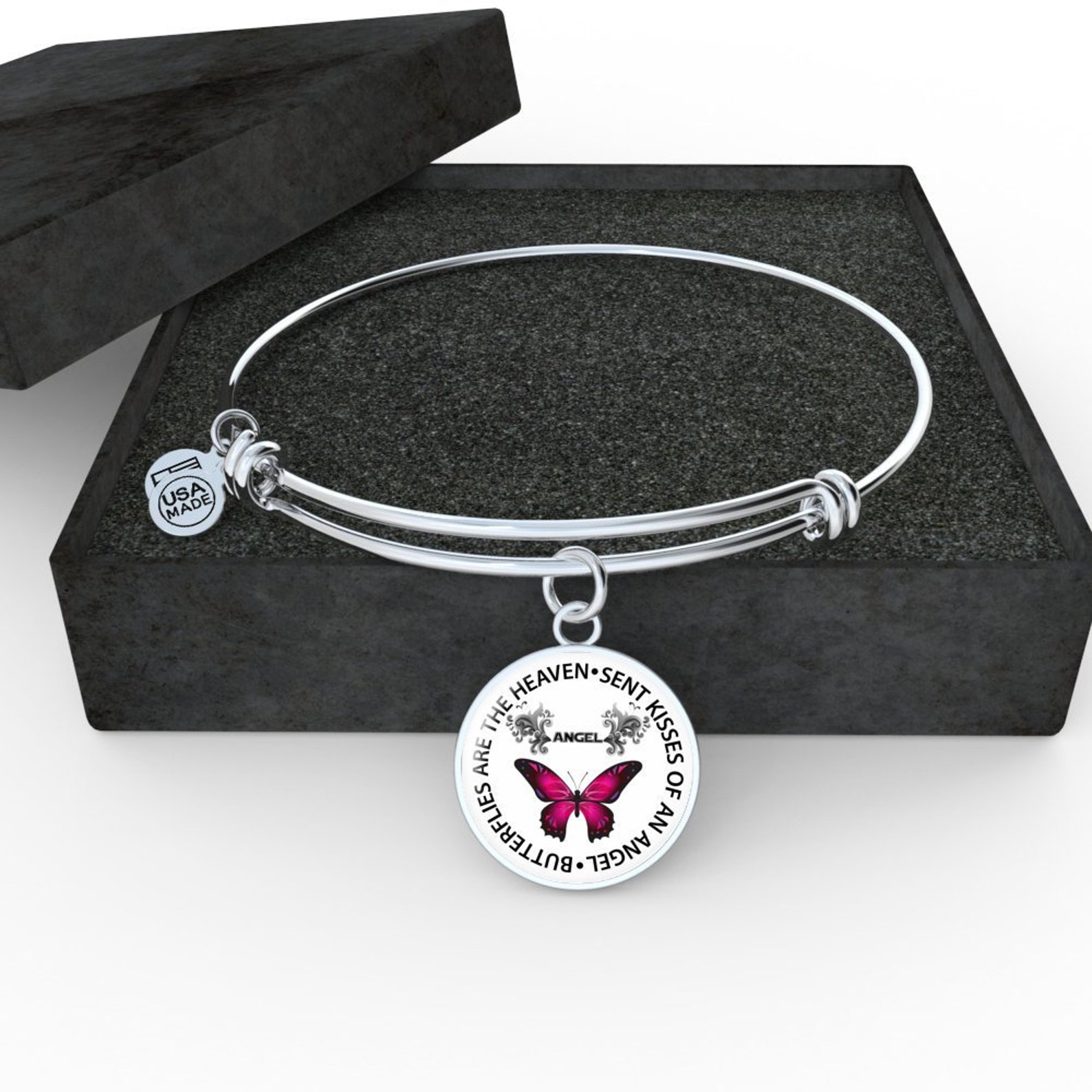 Gold and Silver Butterfly Bangle Popular Heaven Sent Kisses Angel ...