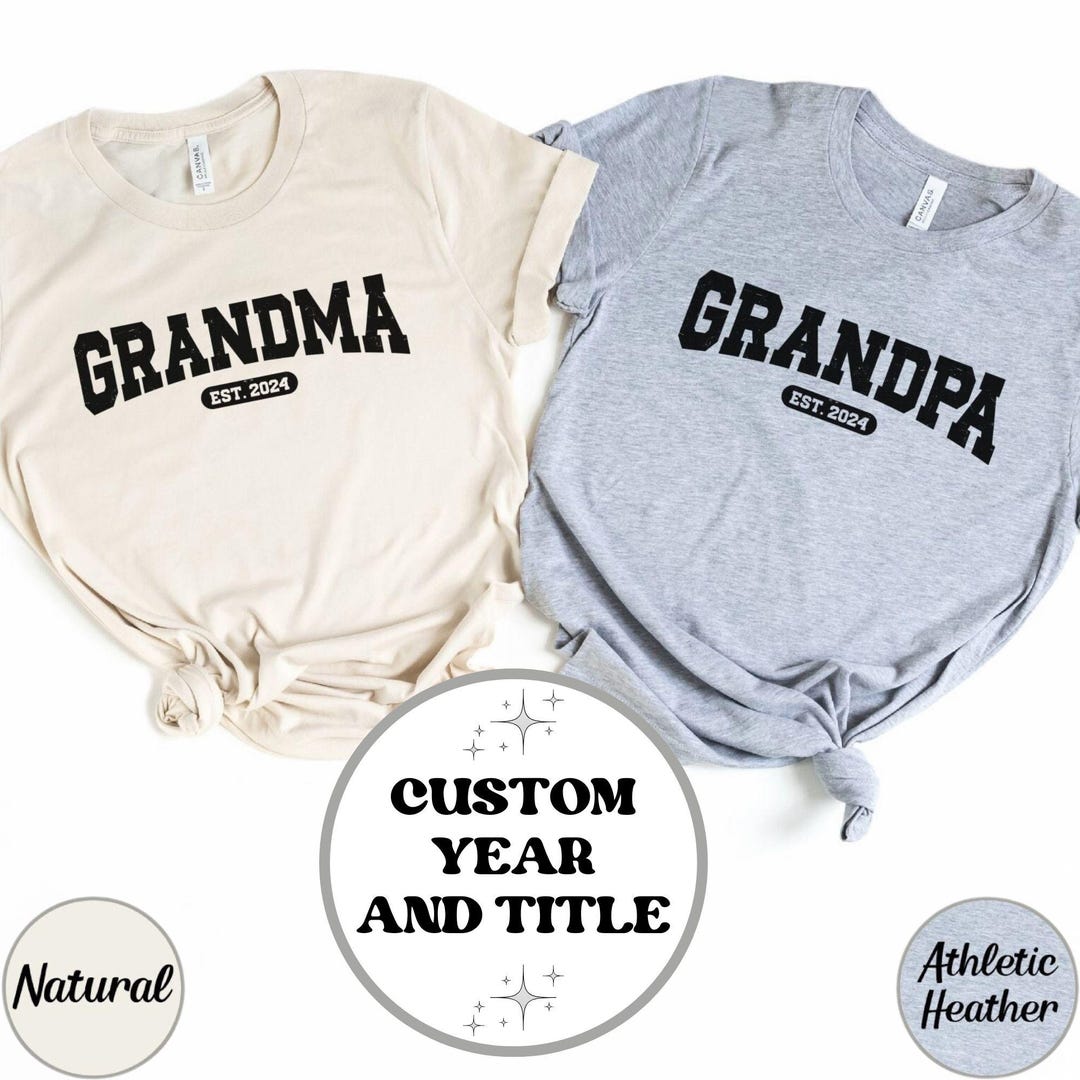 Customized Grandma & Grandpa Matching Shirt, Est 2025 Tees for ...