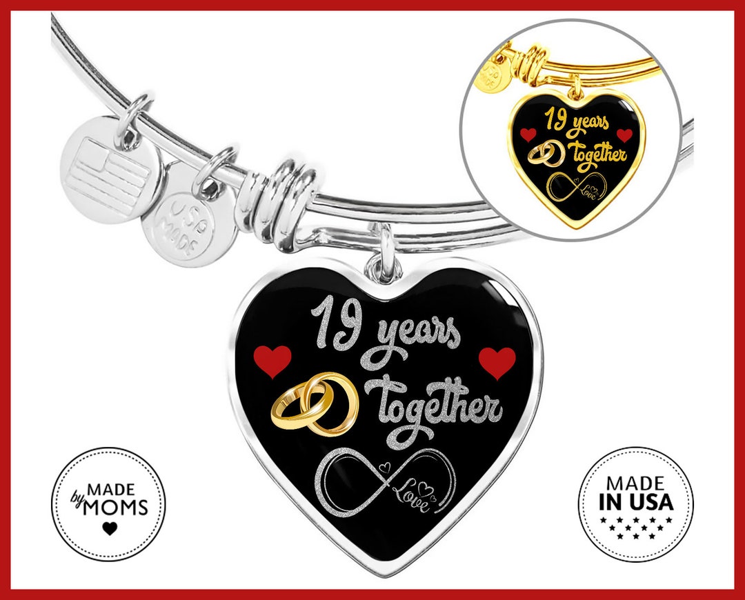 Personalized 19th Anniversary Custom Engraved Bangle Bracelet ...