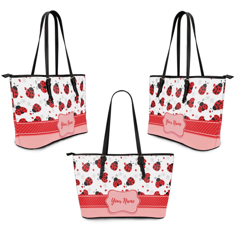 Personalized Ladybug Book Shopping PU Leather Tote Bag - Etsy