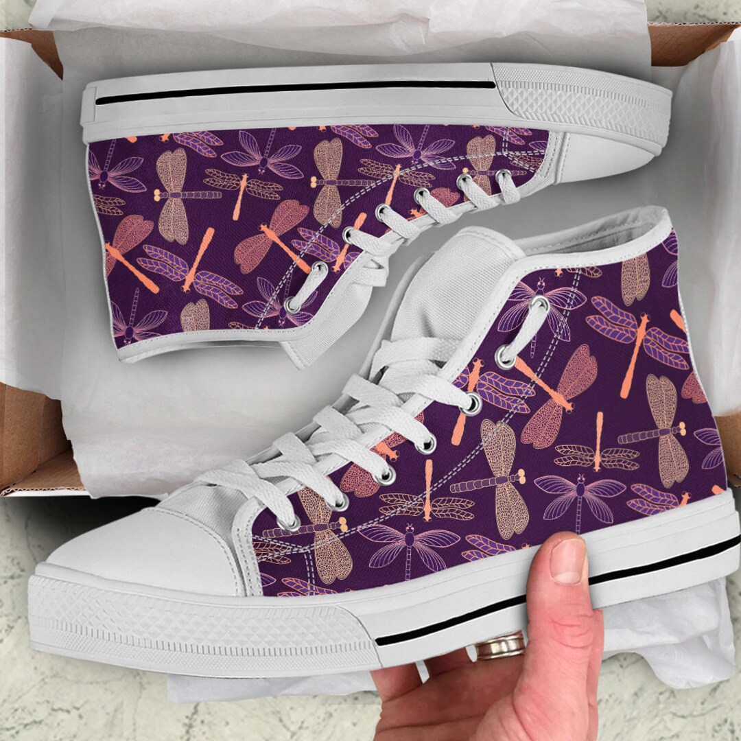 Dragonfly Shoes Art, Footwear Dragonflies, Women's Shoes, White Black ...