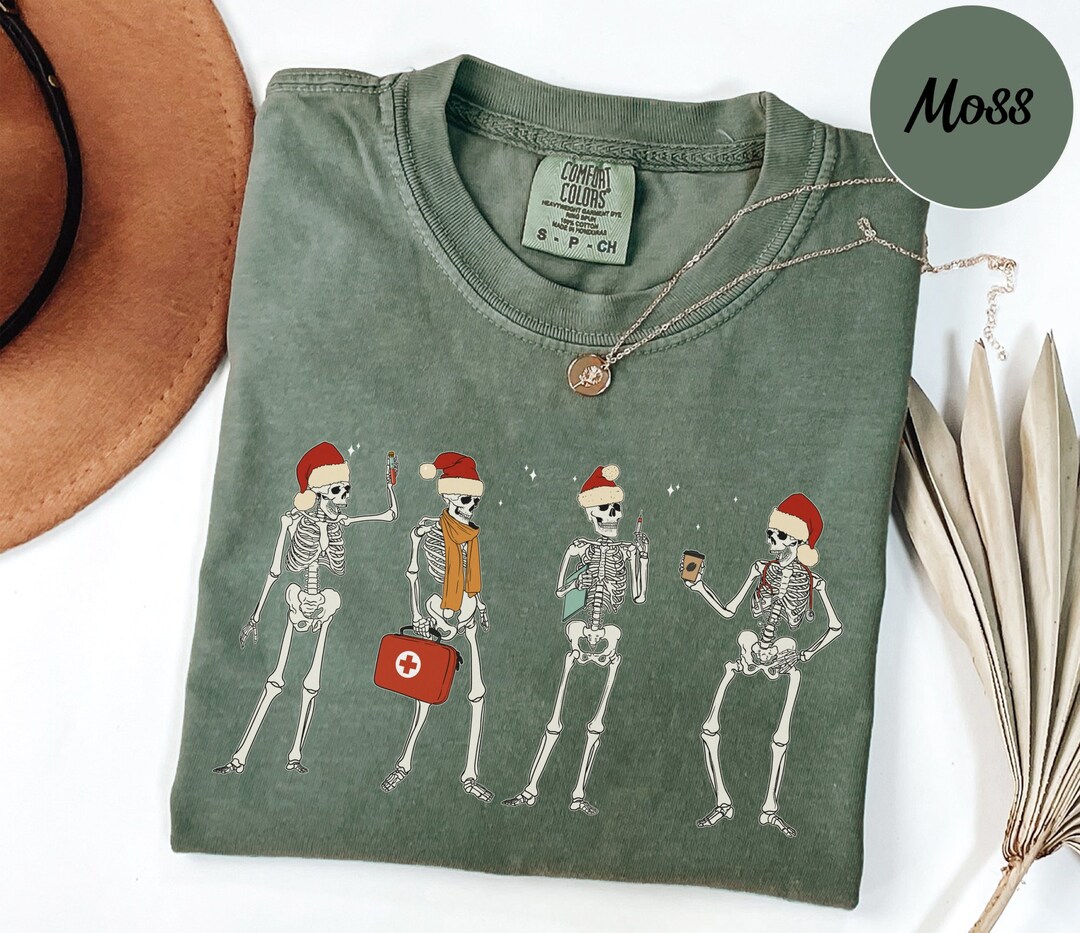Christmas Party Nurse Skeleton Comfort Colors Shirt, Cute Registered ...