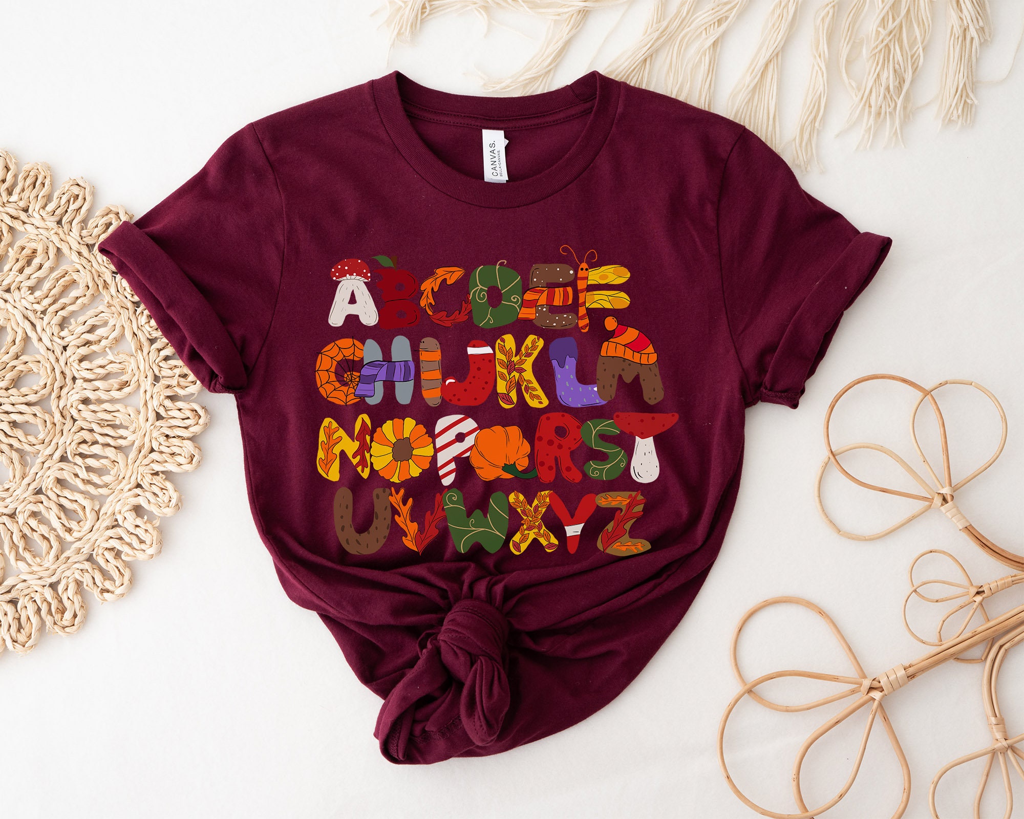 Alphabet Shirt Kindergarten Teacher Shirt Autumn Fall - Etsy