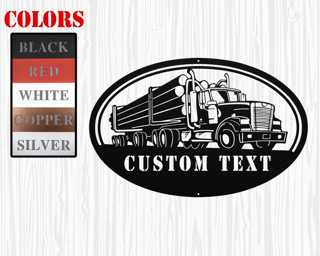 Personalized Wood Log Truck Monogram Sign, Custom Hardwood Truck Name ...
