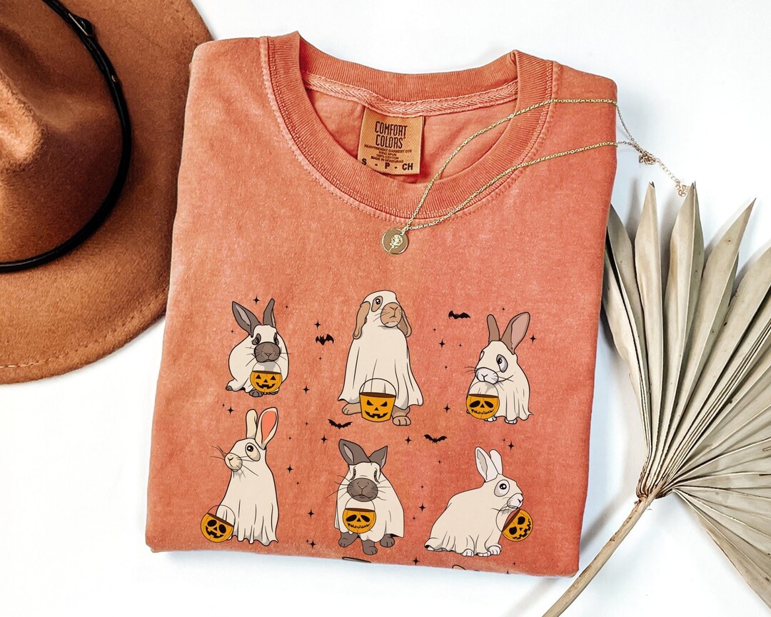 Spooky Rabbit Ghost Halloween Comfort Colors Shirt, Scary Bunnies With ...