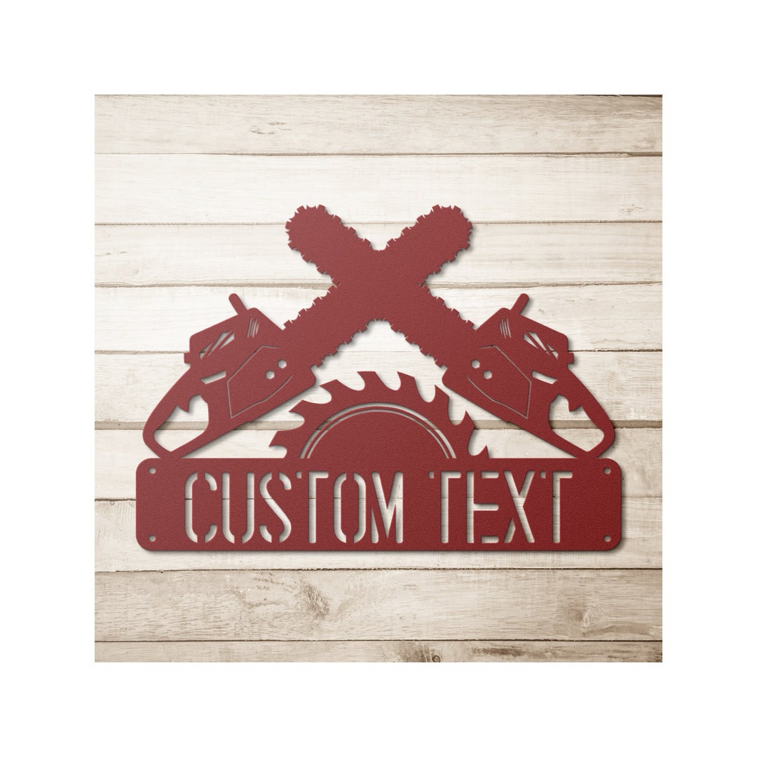 Personalized Lumberjack Chainsaw Black Metal Name Sign Wall Art, Custom ...