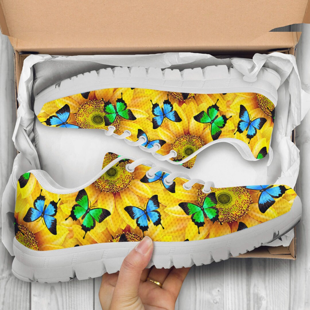 Sunflower Butterfly Shoes Art, Footwear Butterflies, Women's Shoes ...