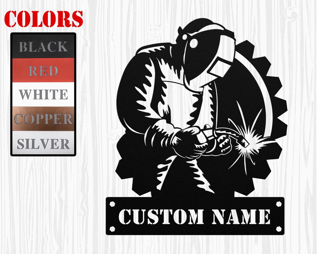 Metal Personalized Welder Name Sign, Custom Wall Decor, Construction ...