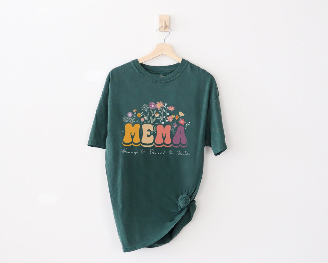 Custom Mema Floral Comfort Shirt, Personalized Mother's Day Tshirt ...