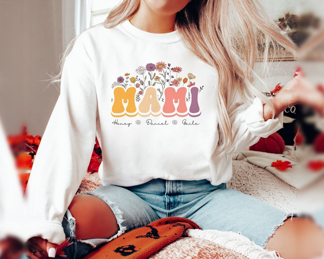 Personalized Mami Sweatshirt, Custom Mami Gift With Grandkids Names ...