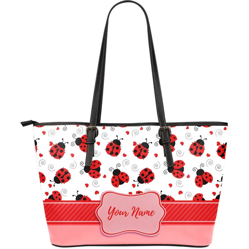 Personalized Ladybug Book Shopping PU Leather Tote Bag - Etsy