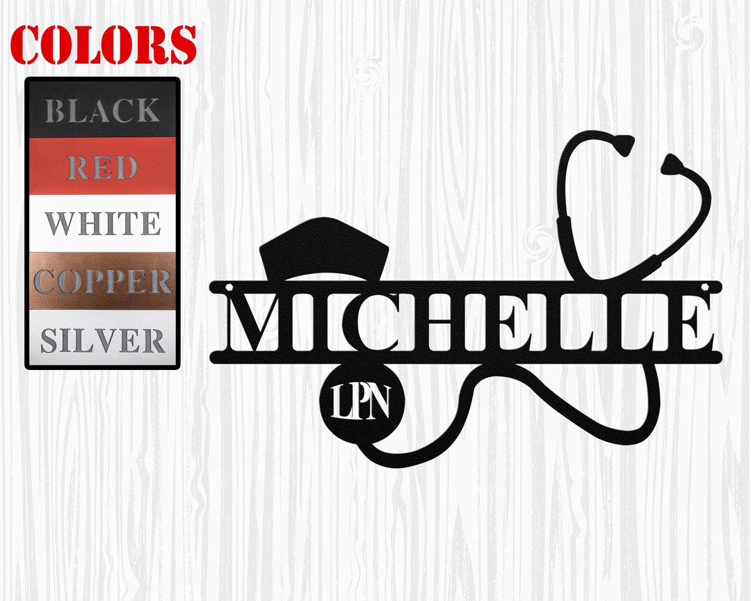 Personalized Nurse Metal Sign – Custom LPN Stethoscope Metal Wall Sign ...