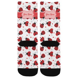 Personalized Cozy Ladybug Patterned Socks, Cute Women and Girls ...