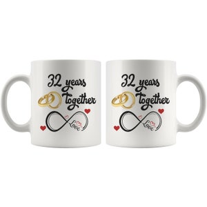 32nd Wedding Anniversary Gift for Him and Her, 32nd Anniversary Mug for ...