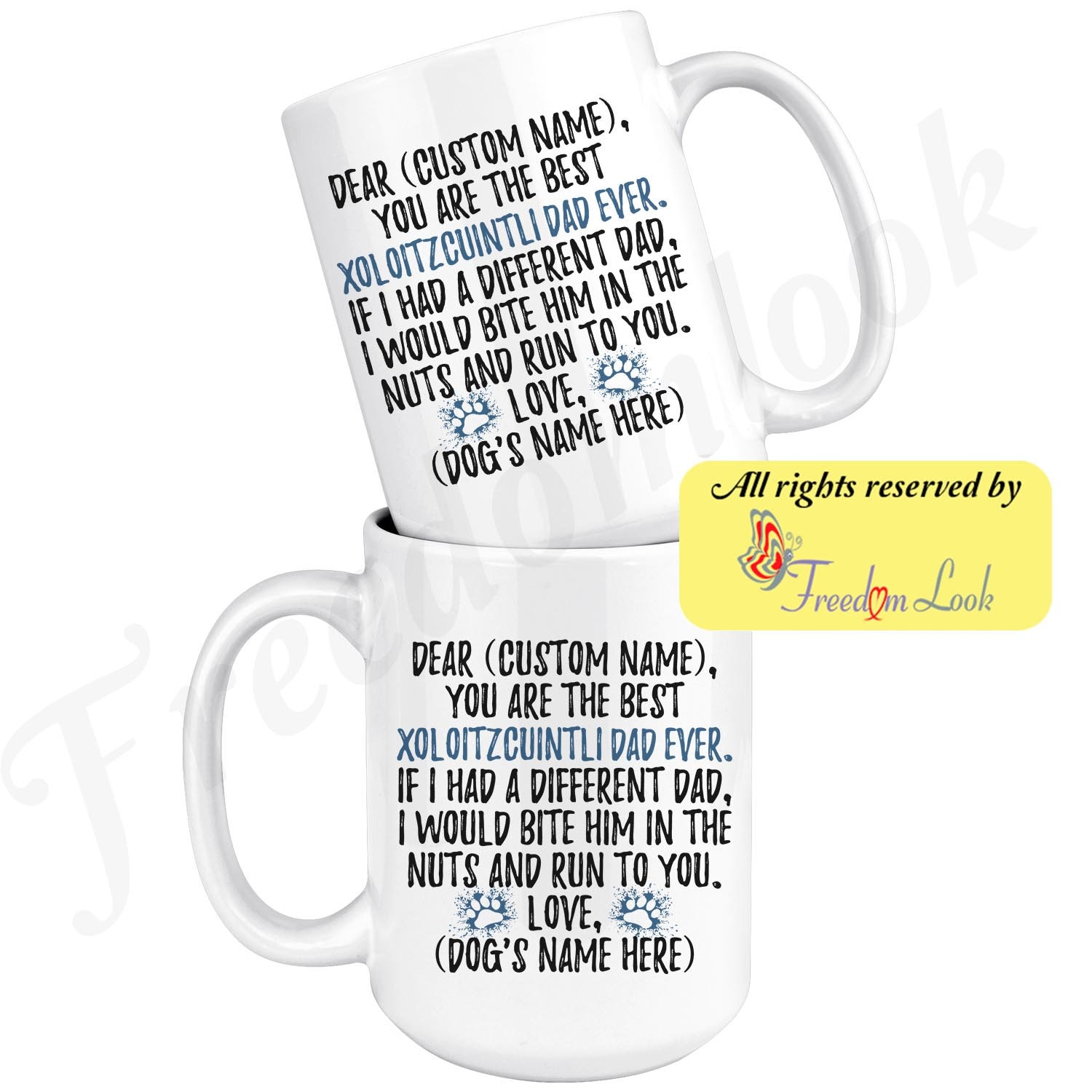 Personalized Xoloitzcuintli Dog Dad Coffee Mug, Mexican Hairless Dog ...