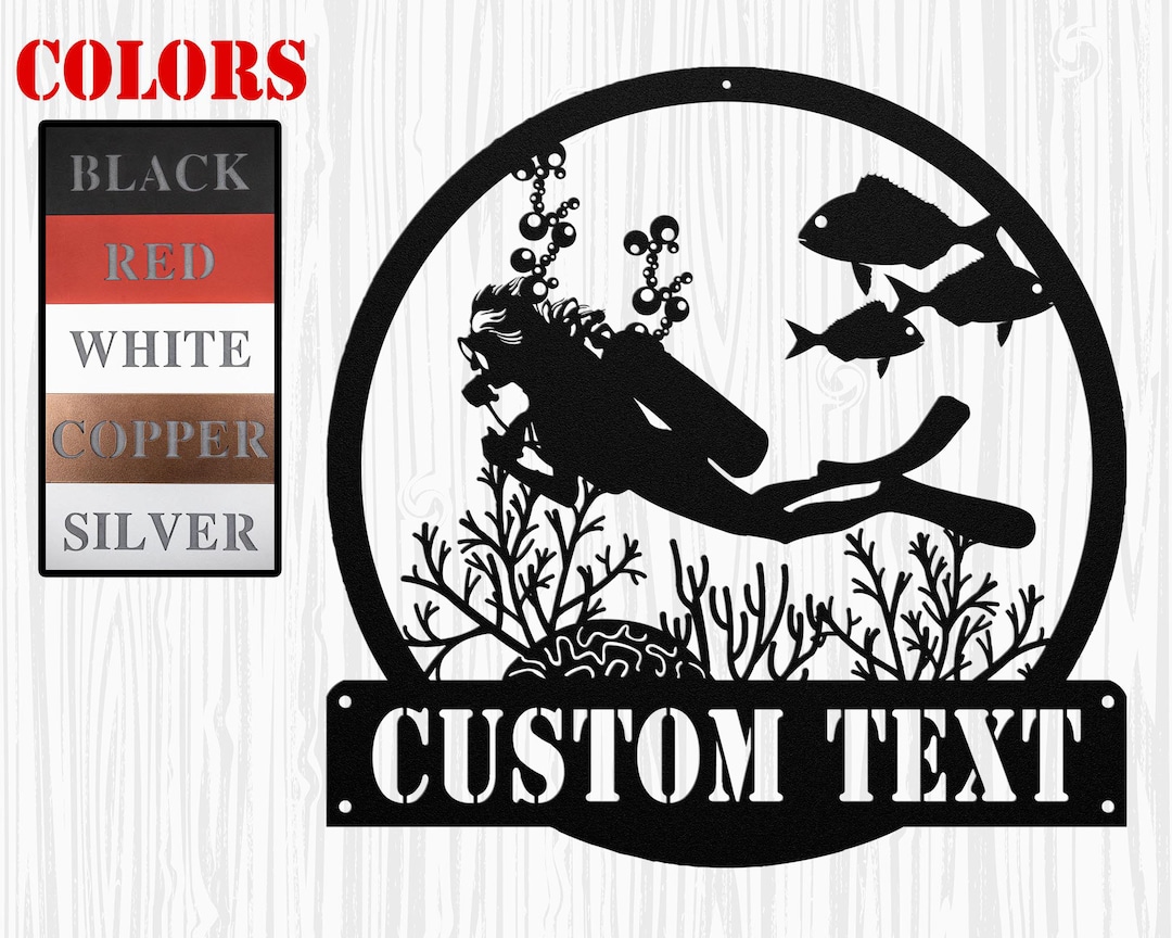 Personalized Scuba Diver Metal Wall Art, Custom Scuba Diver Name Sign ...