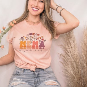 Custom Mema Floral Shirt, Personalized Mother's Day Tshirt, Mema With Grandkid Names Apparel ...