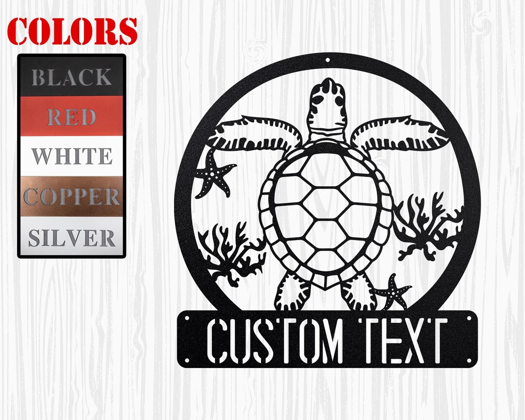 Personalized Sea Turtle Monogram Metal Sign, Custom Sea Turtle Metal ...