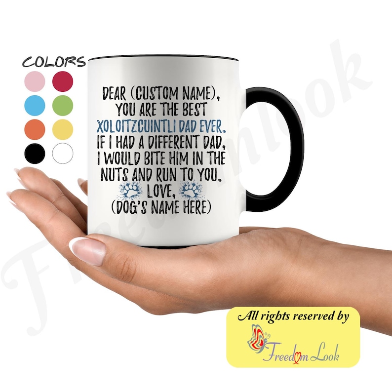 Personalized Xoloitzcuintli Dog Dad Coffee Mug, Mexican Hairless Dog ...