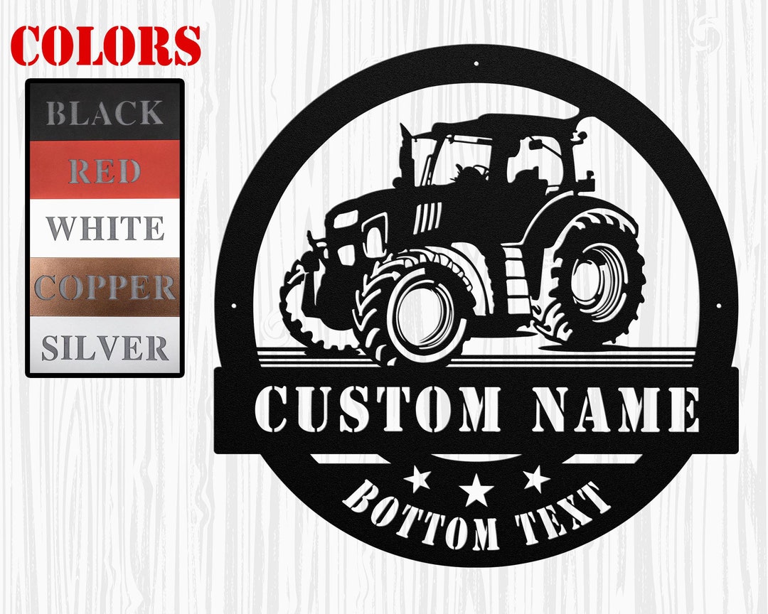 Custom Tractor Metal Farm Sign, Personalized Family Name Sign Tractor ...