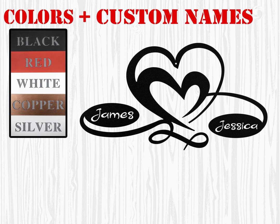 Metal Personalized Love Sign, Custom Infinity Symbol With Couples Name ...