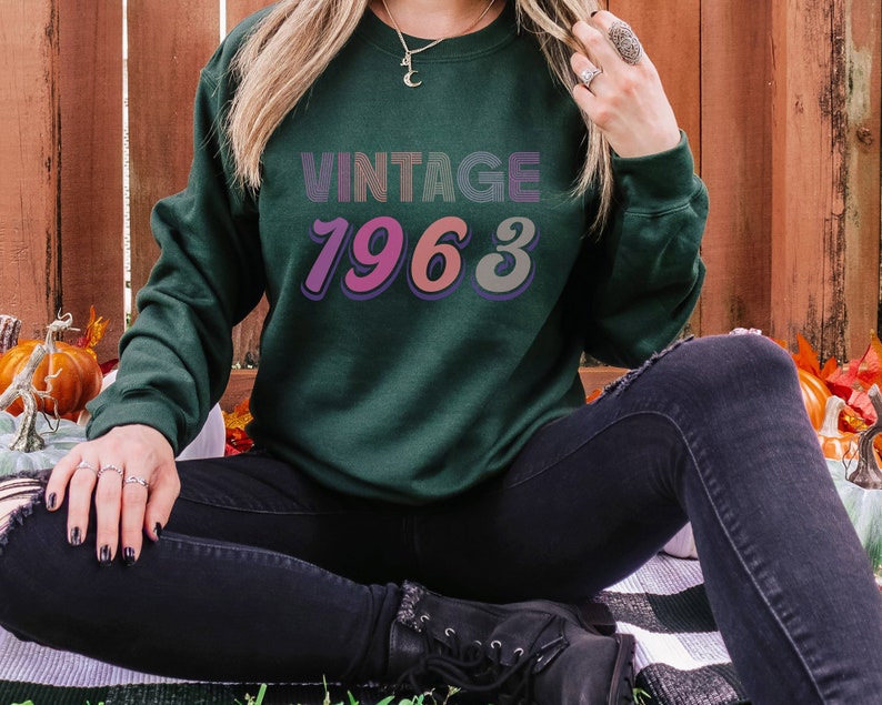 Vintage 1963 Birthday Hoodie, Birthday Anniversary Sweatshirt, 60th ...