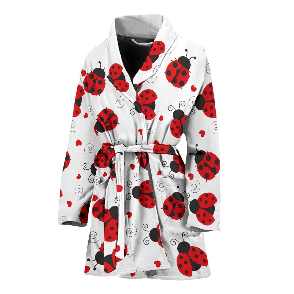Ladybug Love Women Bath Robe, Unique Ladybug Lover Bathrobe, I Heart ...