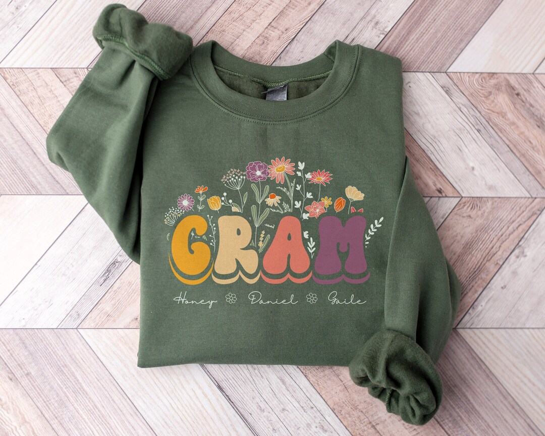 Personalized Gram Sweatshirt, Custom Gram Gift With Grandkids Names ...