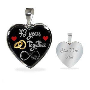 Personalized Custom Engraved Pendant Necklace, 43rd Wedding Anniversary ...