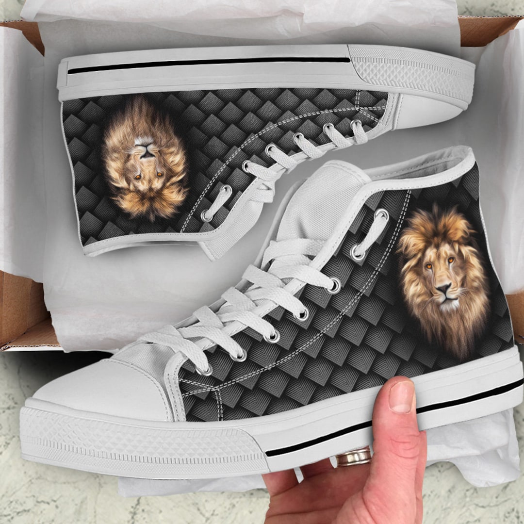 Lion Head Men's and Women's Shoes, Lion Shoes Art Pattern, Black and ...
