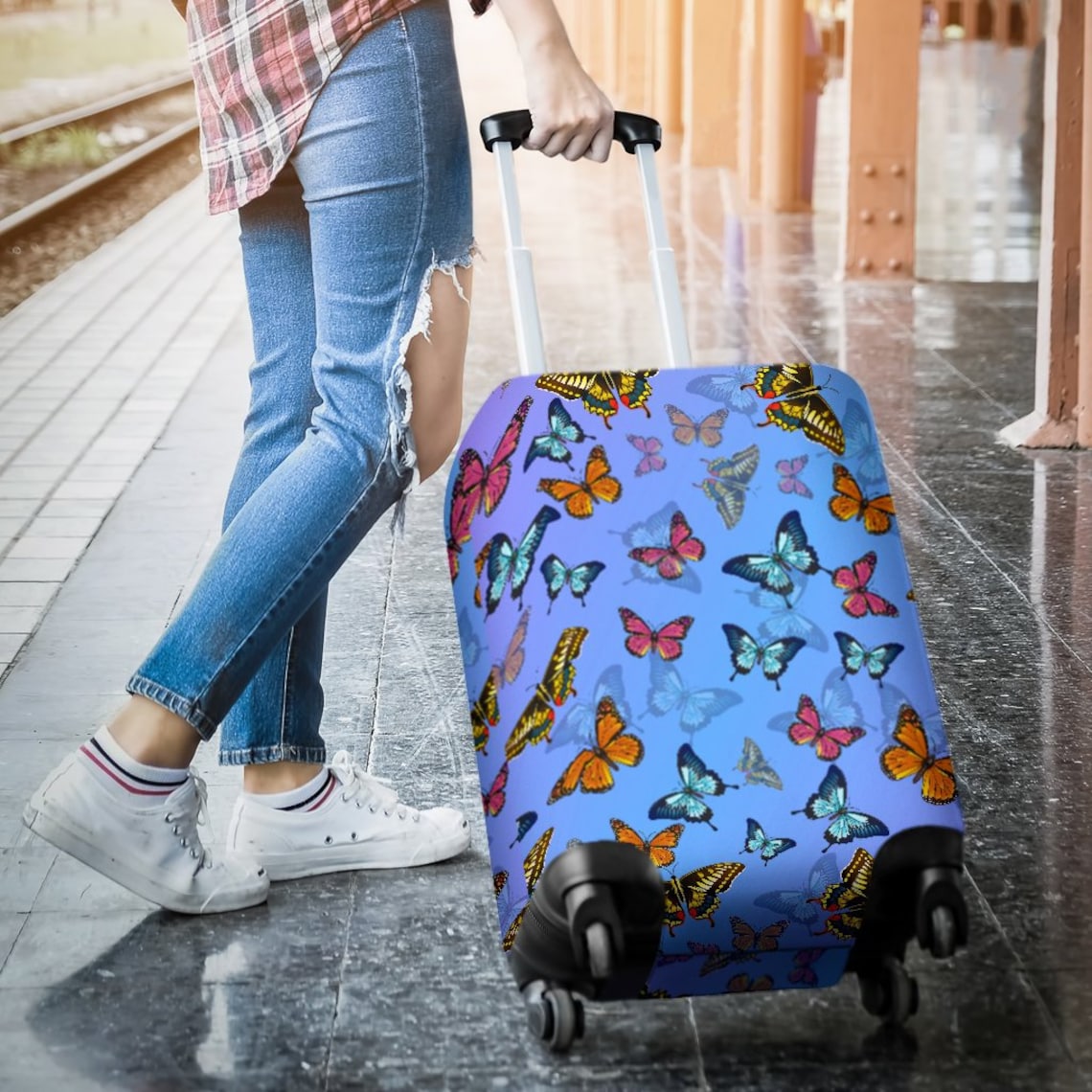 Colorful Butterfly Luggage Suitcase Cover Butterfly Luggage - Etsy