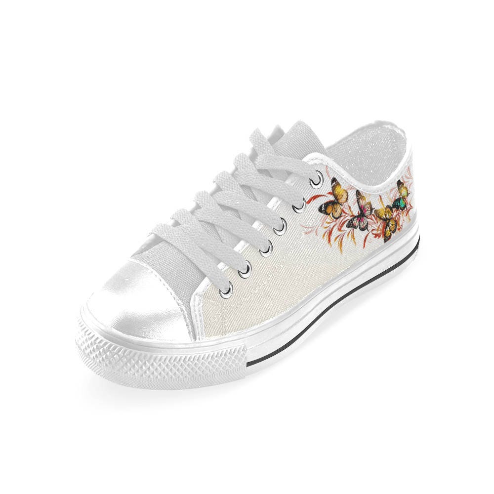 Customised Hightops, Butterfly Shoes Art, Footwear Butterflies, White ...