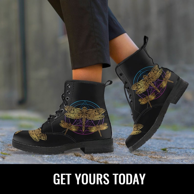 Custom Dragonflies Men and Women Boots, Dragonflies Pattern Booties ...