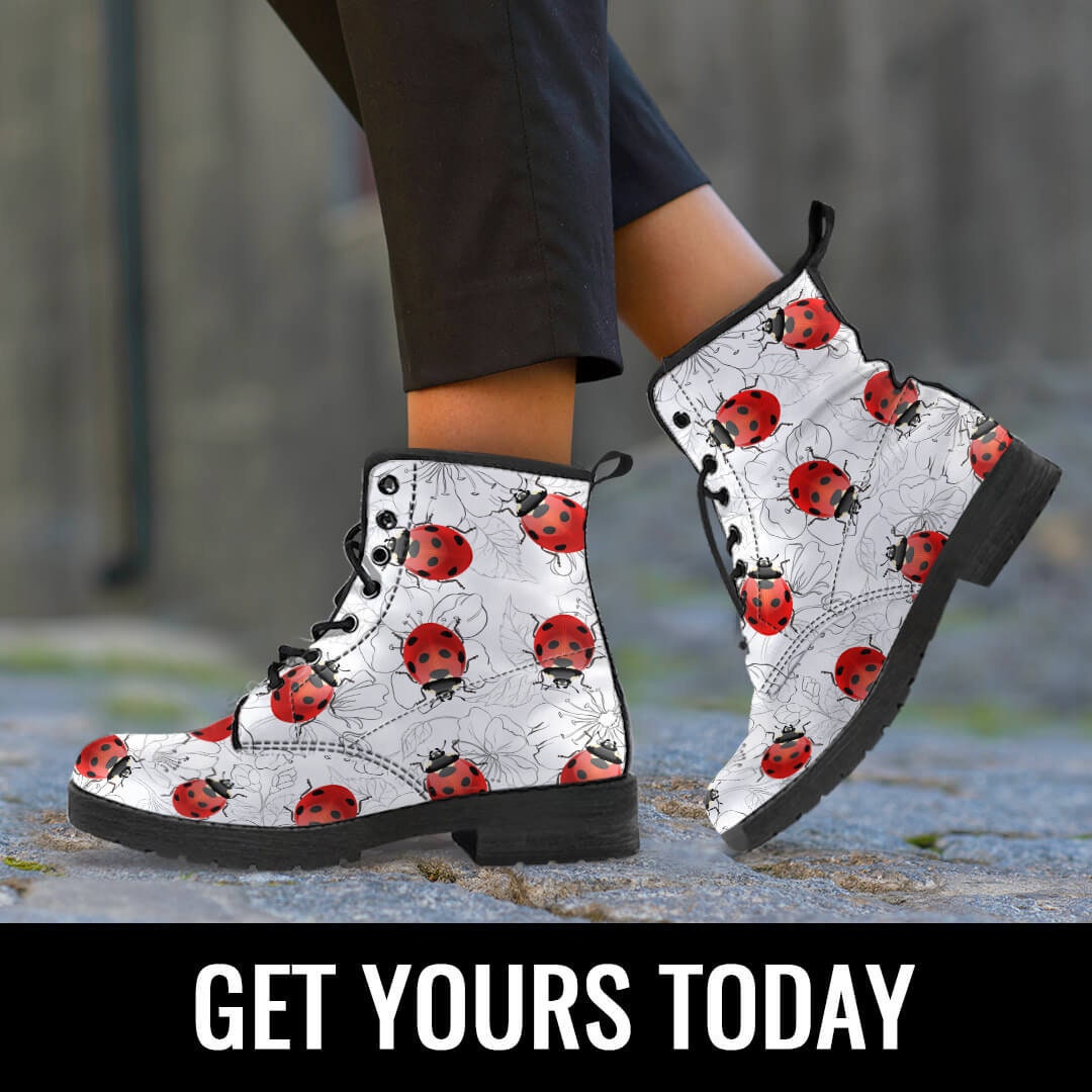 Ladybug Women Boots Booties, Red Ladybird Boots, Ladybug Shoes Art ...