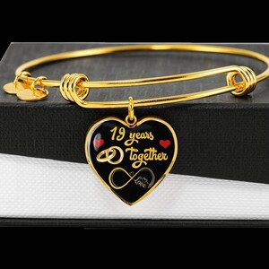 Personalized 19th Anniversary Custom Engraved Bangle Bracelet ...