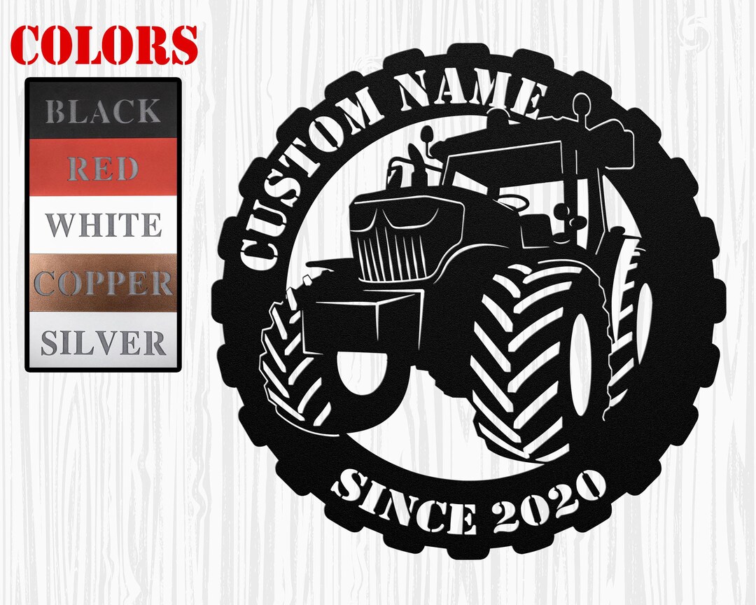 Custom Tractor Metal Farm Sign, Personalized Family Name Sign Tractor ...
