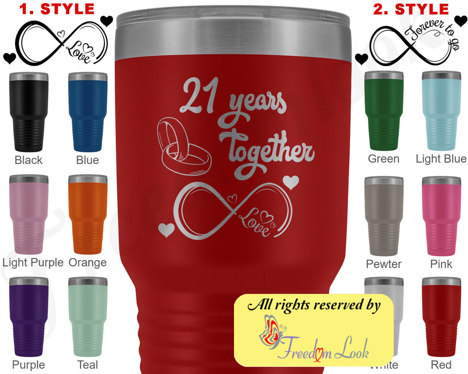 21st Wedding Anniversary Gift for Him and Her, 21st Anniversary Tumbler ...